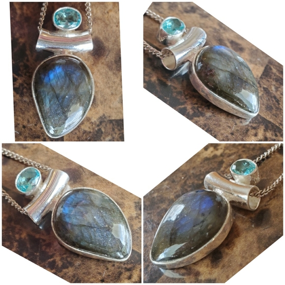 Jewelry | Genuine Canadian Labradorite Blue Topaz Pendant | Poshmark